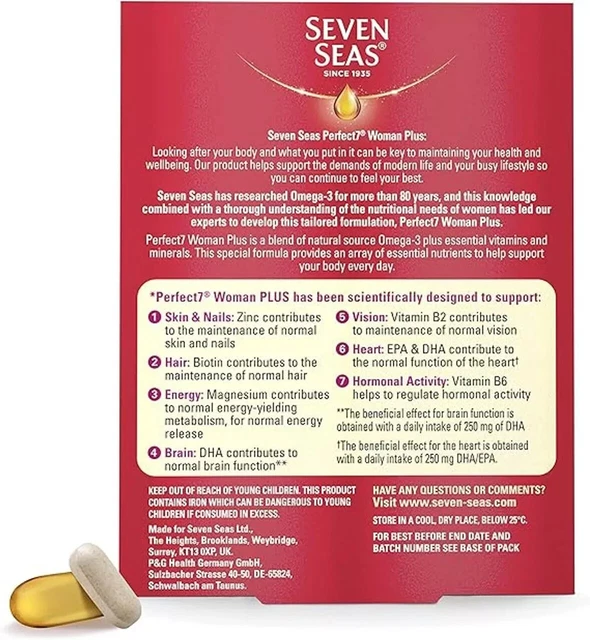 SEVEN SEAS PERFECT7 Woman Multivitamin and Mineral Tablet plus Omega-3 ...