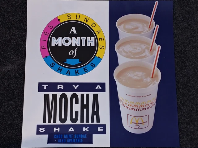 MCDONALDS AUSTRALIA 1990'S Mocha Shake menu sign poster translite ...