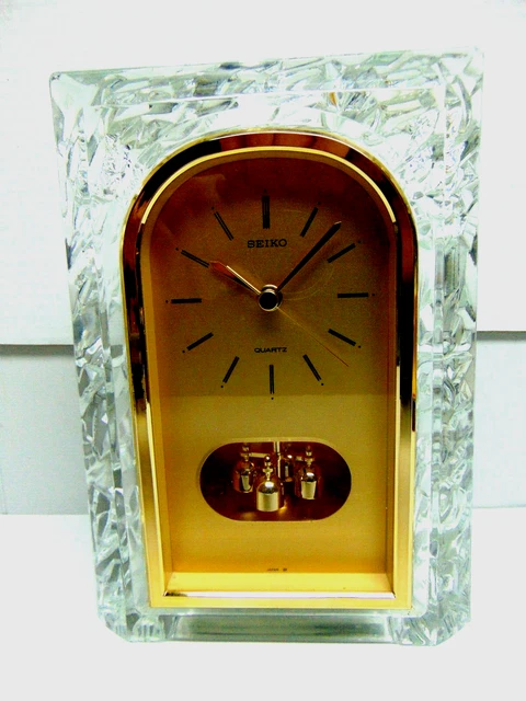 VINTAGE SEIKO QUARTZ lead crystal ice mantle desk clock Japan $49.00 ...