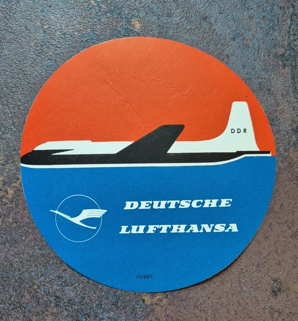 LUFTHANSA DDR AIRLINE vintage Aufkleber Sticker Baggage label ...
