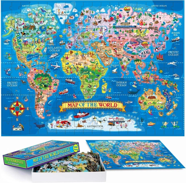 EDUCATIONAL & LEARNING World Map Jigsaw Puzzle, Geography Puzzle with ...