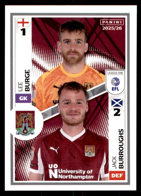 PANINI EFL 2025-2026 Lee Burge / Jack Burroughs Northampton Town No ...
