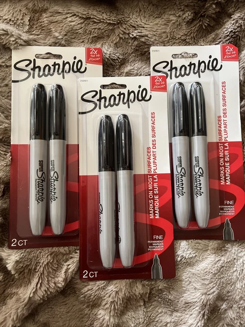 SHARPIE SUPER PERMANENT Markers, Fine Point, Black, 3x 2-Pack. #2107611 ...