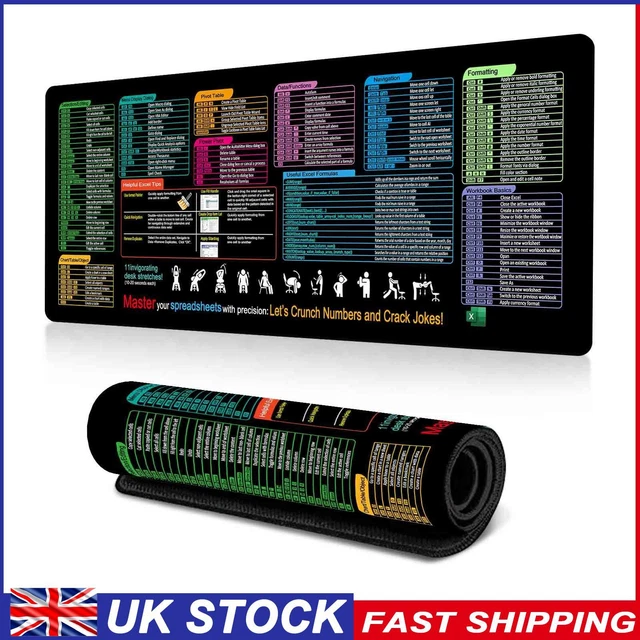 NEW EXCEL CHEAT Sheet Desktop Mat Shortcuts Mouse Pad Shortcuts Wrist ...