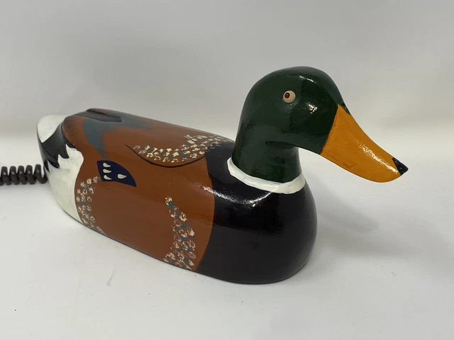 VINTAGE WOODEN DUCK Phone Curtis T1800 80s Retro telephone decoy HAND ...