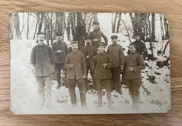 WW1 GERMAN PHOTO Postcard. Infantry Officers & Soldiers. Smoking In The ...