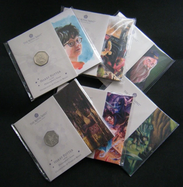 HARRY POTTER 50P Fifty Pence 6 Coin Collection 2022 / 2023 / 2024 BU ...