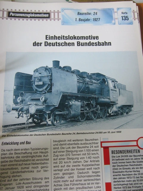 BAHN LOKAUFRISSE DAMPF Personenzug 135 BR 24 Einheitslok DRG 1927 EUR 3 ...
