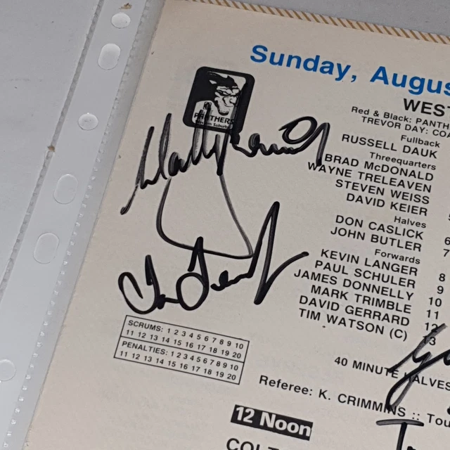 WYNNUM MANLY RUGBY League Autographed Team Sheet - Wally Lewis ...