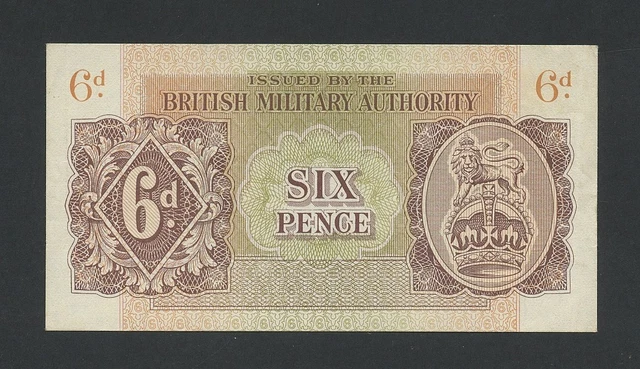 BRITISH MILITARY AUTHORITY 6d note 1944-5 Krause M1 Banknotes £38.00 ...