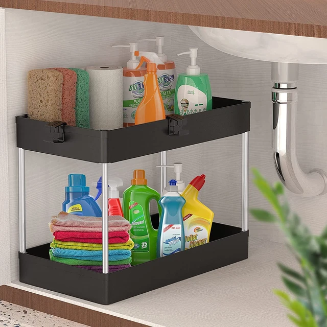 2 Tier Under Sink Organizer Multi Purpose Kitchen Storage Bathroom