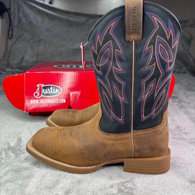 JUSTIN WESTERN BOOTS Mens 8 D Brown Blazer Peanut Tan Water Buffalo 11 ...