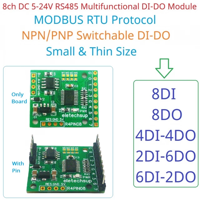 8CH RS485 REMOTE IO 2.54mm Core Board Modbus Rtu Master-slave Digital ...