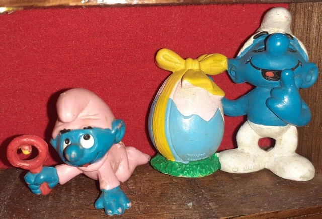 FIGURE I PUFFI VINTAGE ANNI 80 SMURFS BABY PUFFO BEBè,SMURF UOVO ...