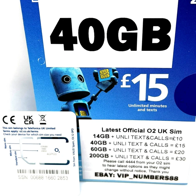 NEW LATEST O2 Unlimited Calls, text & Data UK Pay As You Go PAYG SIM ...