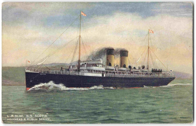 SS SCOTIA STEAMSHIP LNWR Holyhead to Dublin Service - Pre WWI Postcard ...