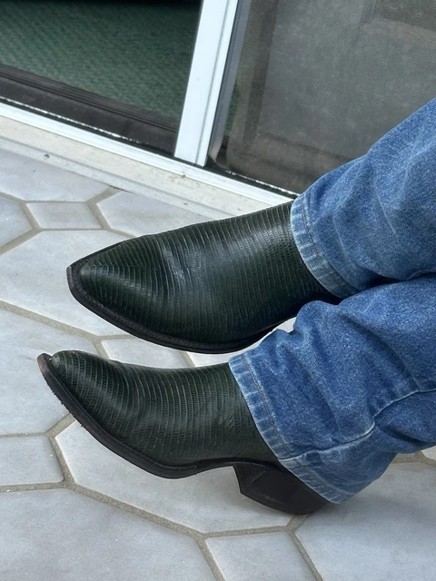 JUSTIN GREEN LIZARD Cowboy Boots 9.5 D £130.05 - PicClick UK