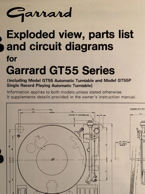 GARRARD GT55 SERIES Turntable ORIGINAL Exploded View - Parts & Service ...