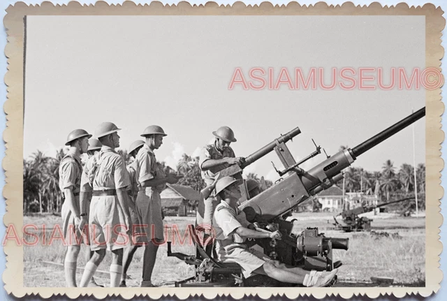 WW2 BRITISH INDIA Army Anti Aircraft Gun Japanese War B&W Singapore ...