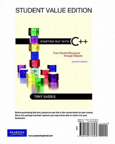 STARTING OUT WITH C++: From Control Structure Through Objects, Gaddis ...