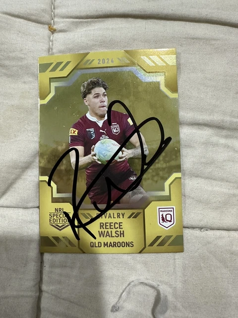 SIGNED REECE WALSH Queensland Maroons 2024 NRL Rivalry Gold Card G6 EUR ...