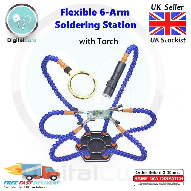 HELPING HANDS SOLDERING Station Workstation Flexible 6 Arm Tool Torch ...