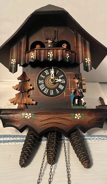 RARE MUSICAL DER Frohliche Wanderer Edelweiss Cuckoo Clock Germany ...