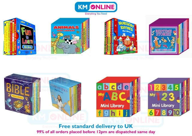 MINI LIBRARY SET of Board Book Kids Animals,Nursery Rhymes,Bedtime ...