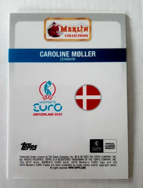 TOPPS MERLIN UEFA Womens Euro 2025 Caroline Moller Blue # 97/99 Denmark £12.92 - PicClick UK