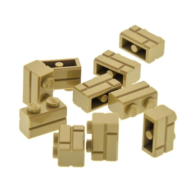 10X LEGO BAU Stein modifiziert 1x2x1 dunkel beige Ziegel Mauerwerk ...