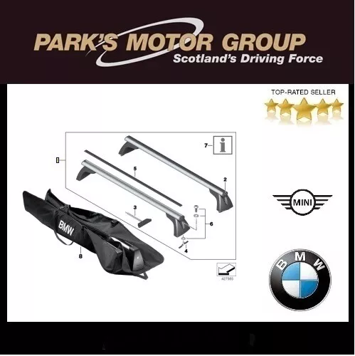 BMW GENUINE ALUMINIUM Roof Bars Rack F07 5 Series GT 82710443668 £220. ...