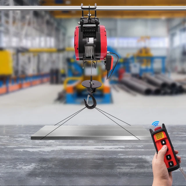 ELECTRIC HOIST WINCH Portable Crane Lift Remote Control 95ft Lifting ...