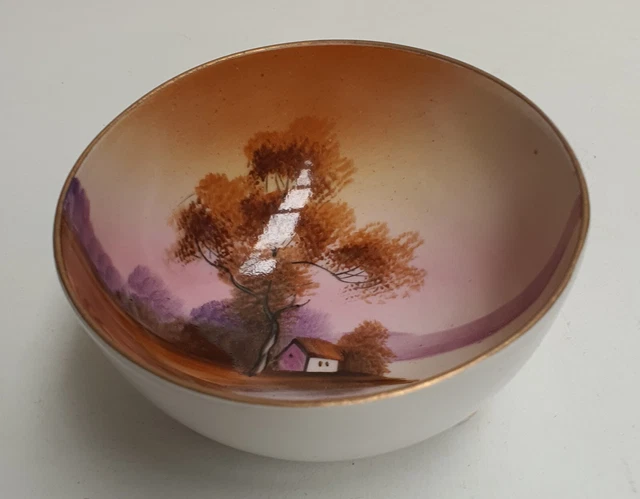 NORITAKE MARUKI BLUE Mark Hand Painted Sunset Scene Sml Bowl c1949 Made ...