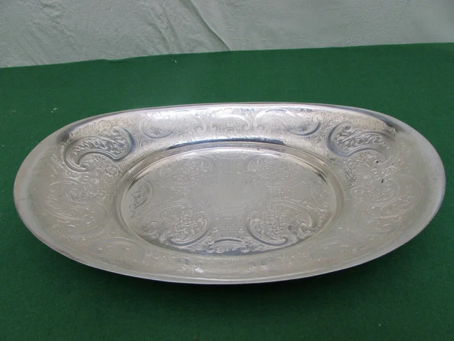 VINTAGE SILVER PLATE On Copper Oval Serving Dish / Tray, Eagle in ...