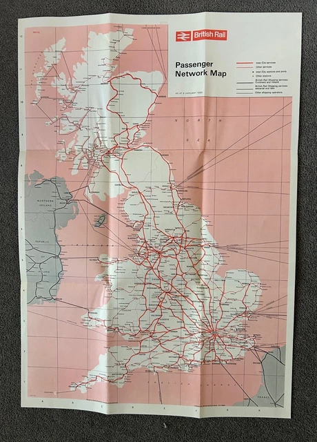 BRITISH RAIL PASSENGER Network Map - BR.86601 - Dated 6th January 1969 ...