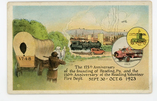 READING PA FIRE Department 175th Anniversary—Train Truck Engine Antique ...