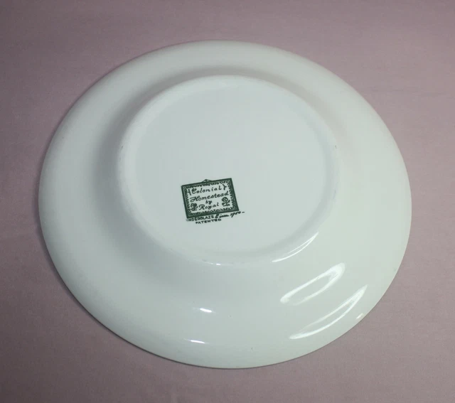 VINTAGE 1950'S Royal Usa Colonial Homestead Plate 10" Green Underglazed ...