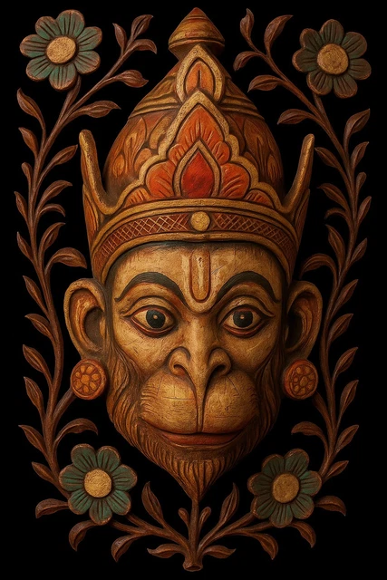 INDONESIAN BALINESE BARONG Hanuman Monkey Wood Mask Bali Wall Art ...