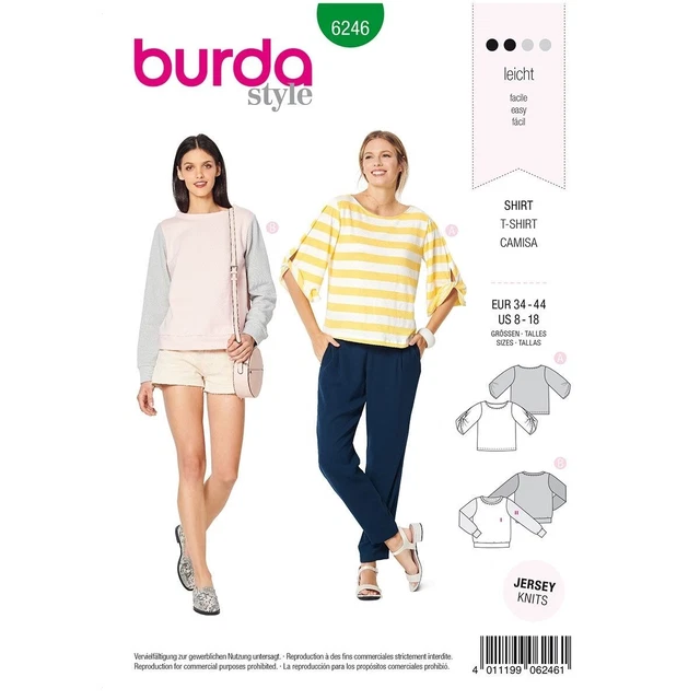 BURDA 6246 MISSES BLOUSES Sewing Pattern Sizes 8 - 18 Skill: EASY $18. ...