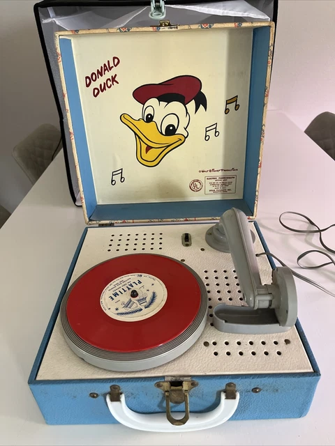 VINTAGE WALT DISNEY Donald Duck Record Player 78 RPM MODEL 21 NOT ...