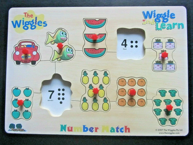 THE WIGGLES WIGGLE & Learn Number Match Wooden Peg Puzzle 2007 ...