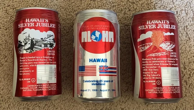 WOW! LOT OF THREE (3) HAWAII soda cans COCA-COLA Coke PEPSI Hawaii ...