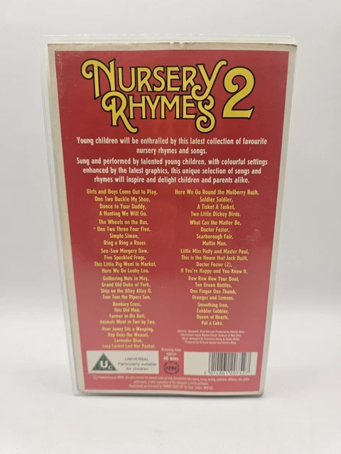 NURSERY RHYMES 2 VHS PAL UK Animation Children’s Video Pickwick £12.95 ...