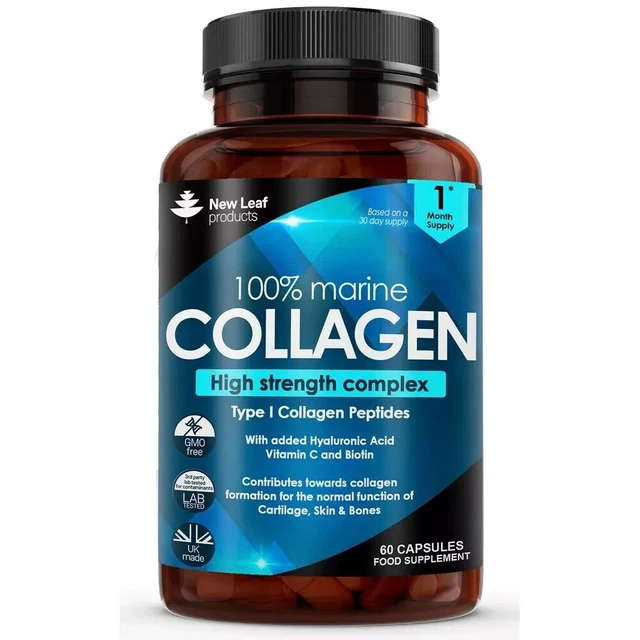 HYDROLISED MARINE COLLAGEN Capsules 1200mg Type 1 Pure Max Strength ...