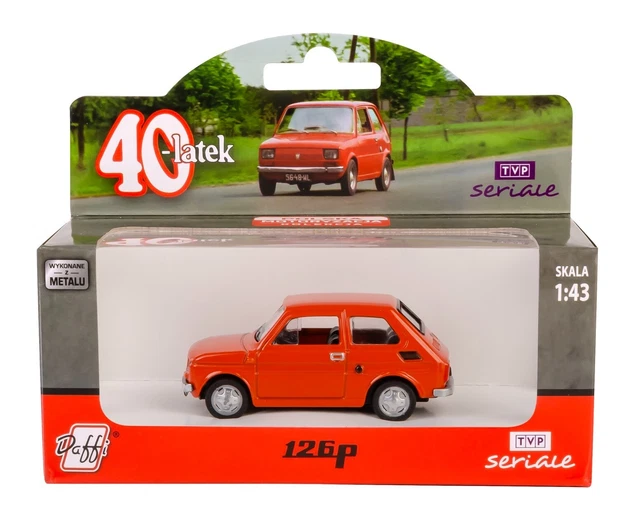 FIAT 126P &MALUCH& Polish Claasic Movie Car Model Diecast Red Toy 1:43 ...