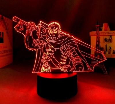 3D LAMP ANIME Collectible Berserk Manga Guts 7 Color LED USB Night ...