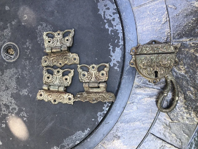 ANTIQUE ICE BOX Lock Latch Hinges Hardware Cast Bronze Victorian £71.70 ...