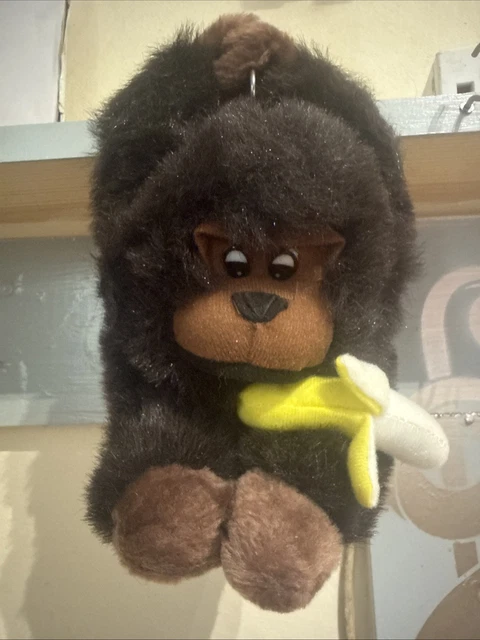 GORILLA PLUSH SOFT Toy Side Eyes Dark Brown Holding Banana 8" 23cm £3. ...