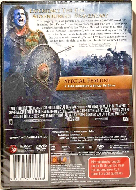 BRAVEHEART - MEL Gibson, Sophie Marceau, Patrick McGoohan - DVD EUR 4 ...