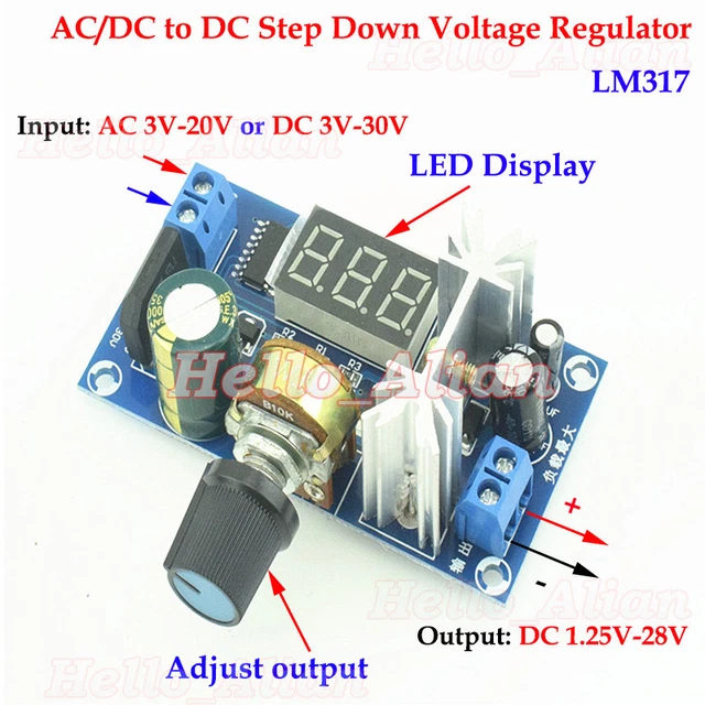 AC/DC TO DC Buck Adjustable Step Down Converter 3.3V 5V 12V 24V Volt ...